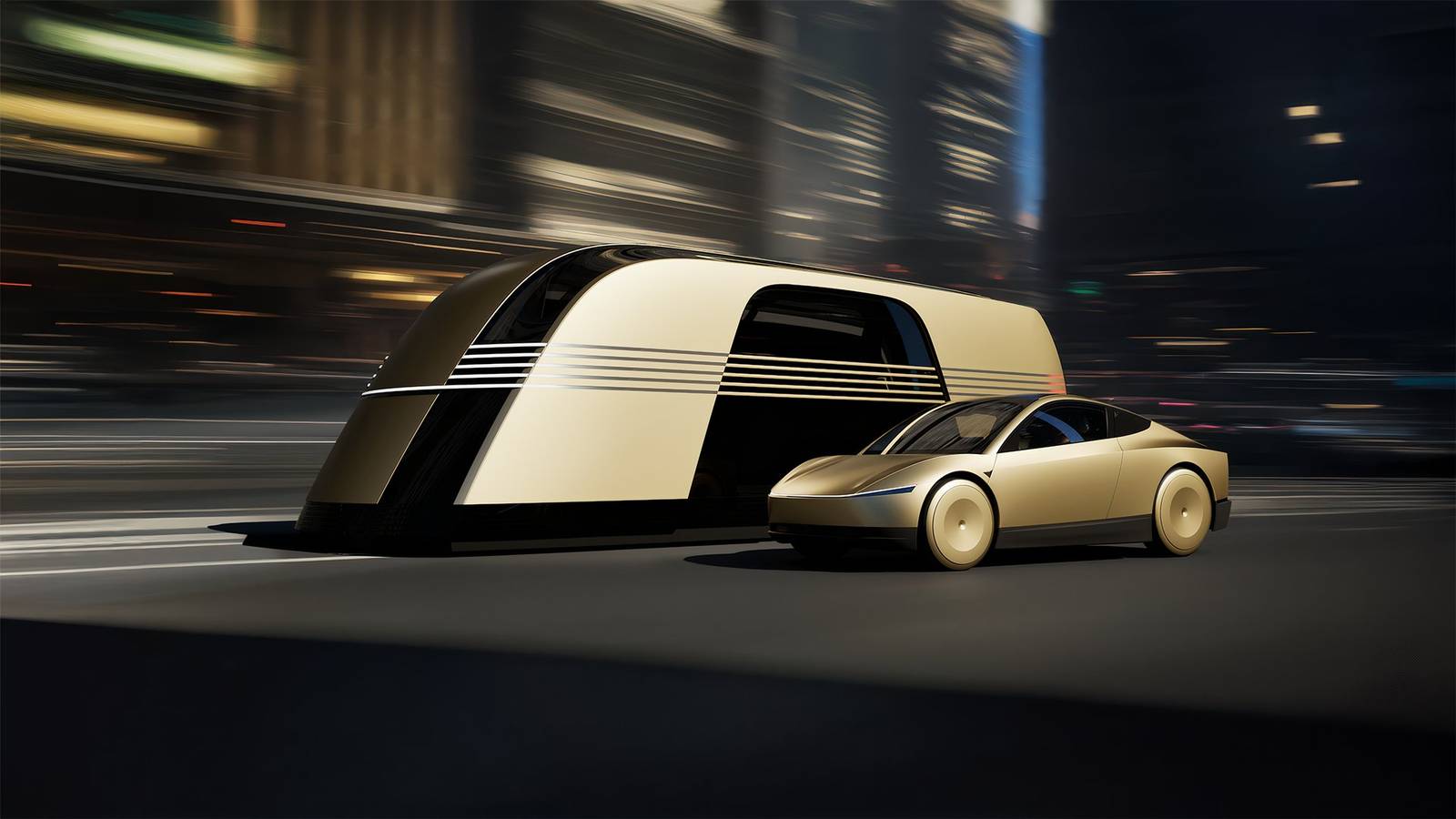 Tesla Robotaxi Revealed With Butterfly Doors And A Matching Robovan