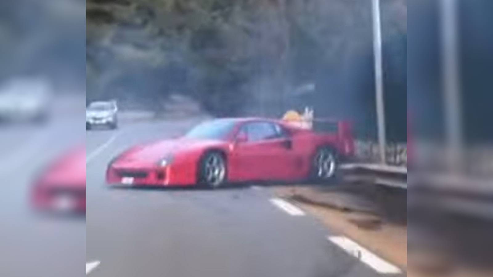 Another Ferrari F40 Crashes On A Perfectly Straight Road