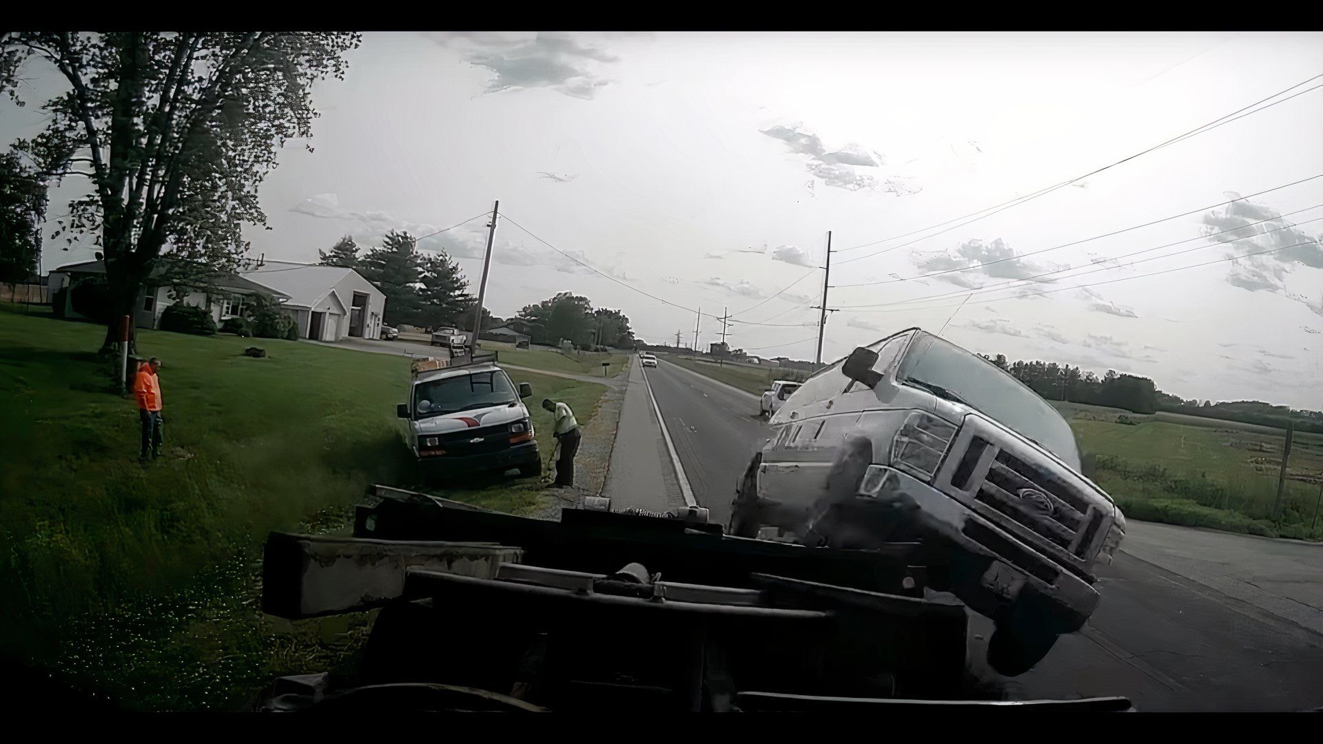 Shocking Video Shows Van Launch Into Air After Hitting Tow Truck