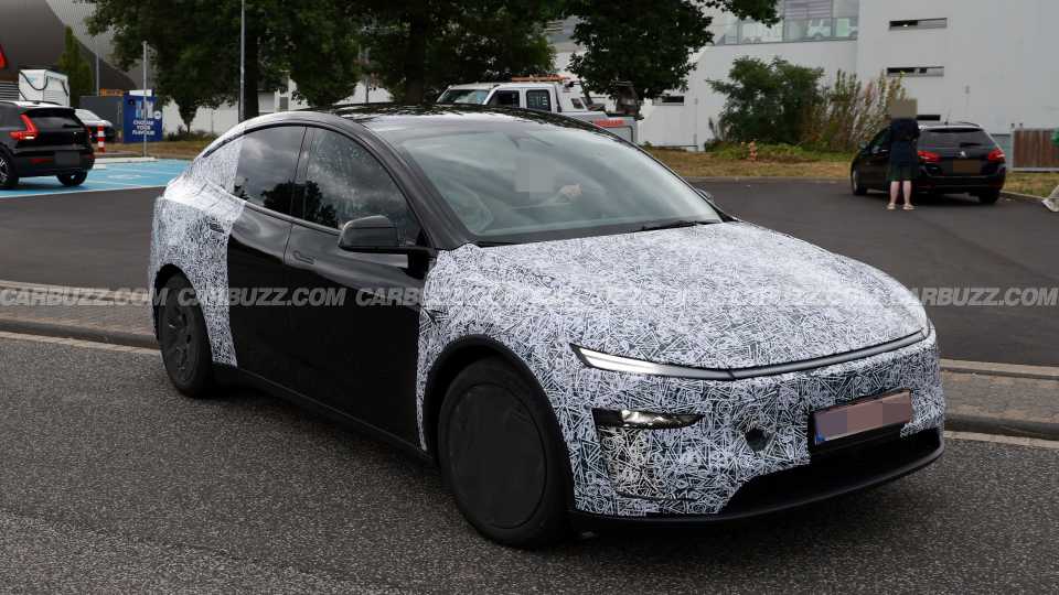 Tesla Model Y Long Wheelbase Spied Testing Near Germany's Famed Race Track