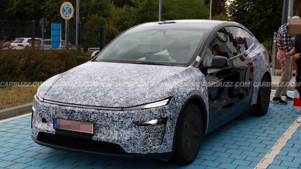 Tesla Model Y Long Wheelbase Spied Testing Near Germany's Famed Race Track