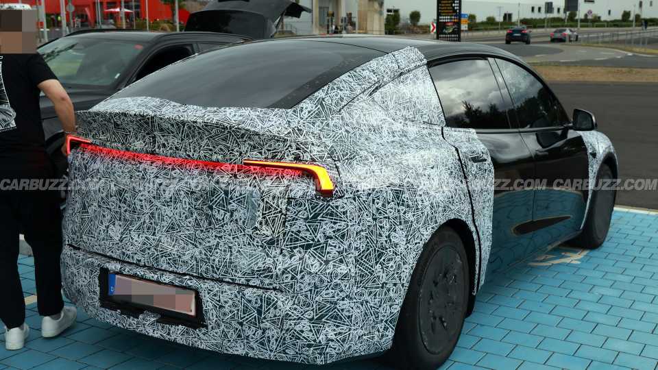 Tesla Model Y Long Wheelbase Spied Testing Near Germany's Famed Race Track