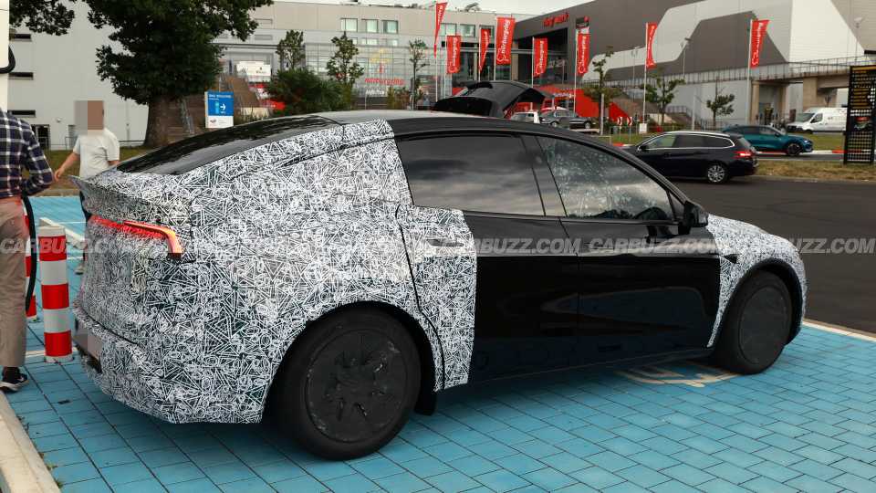 Tesla Model Y Long Wheelbase Spied Testing Near Germany's Famed Race Track