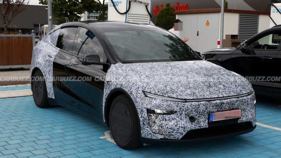 Tesla Model Y Long Wheelbase Spied Testing Near Germany's Famed Race Track