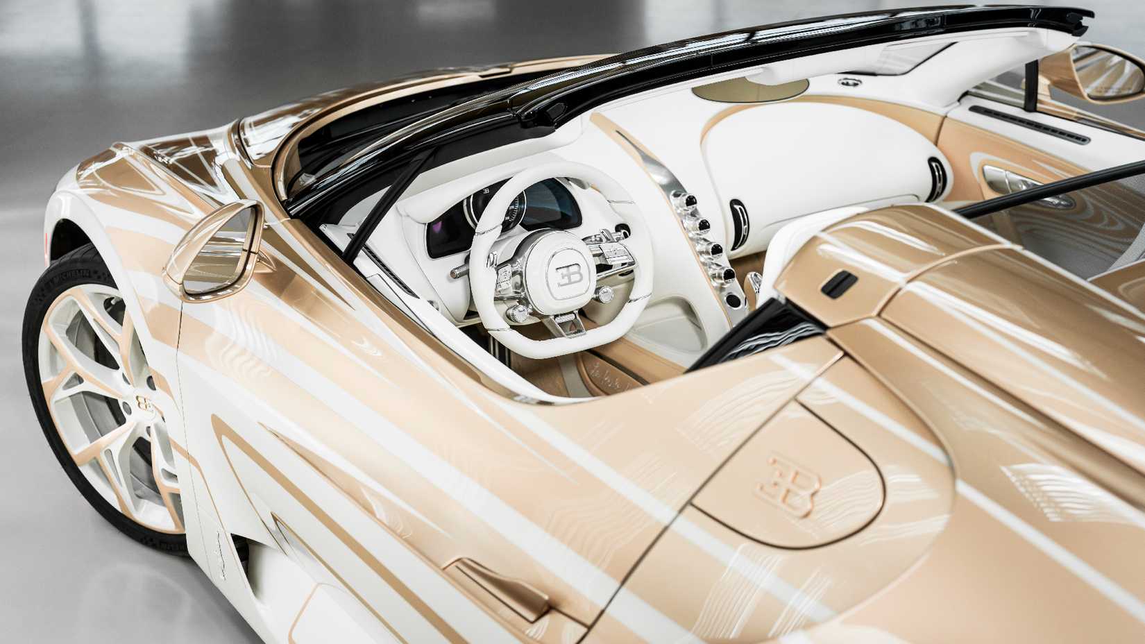 Bugatti Mistral La Perle Rare Wears Stunning Gold And White Color Scheme