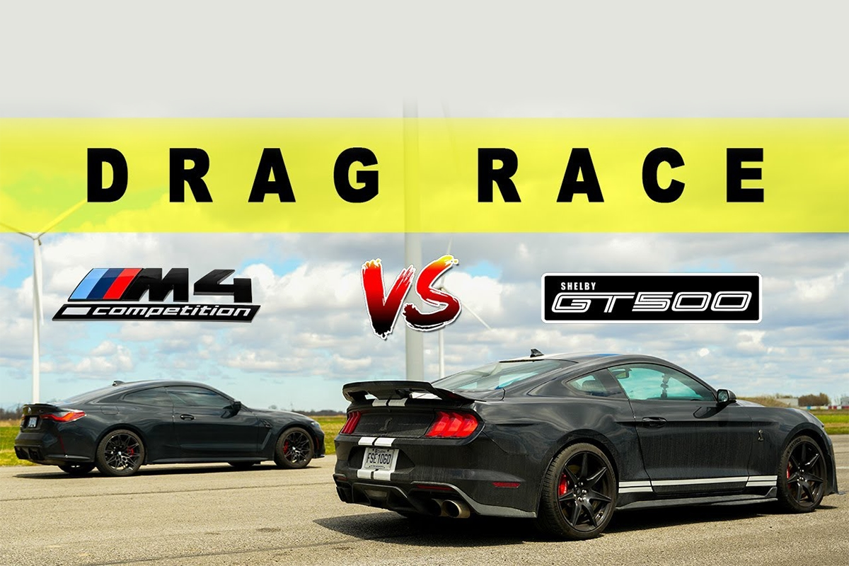 Ford Mustang Shelby GT500 Vs. BMW M4 Competition Drag Race Isn't Even Close