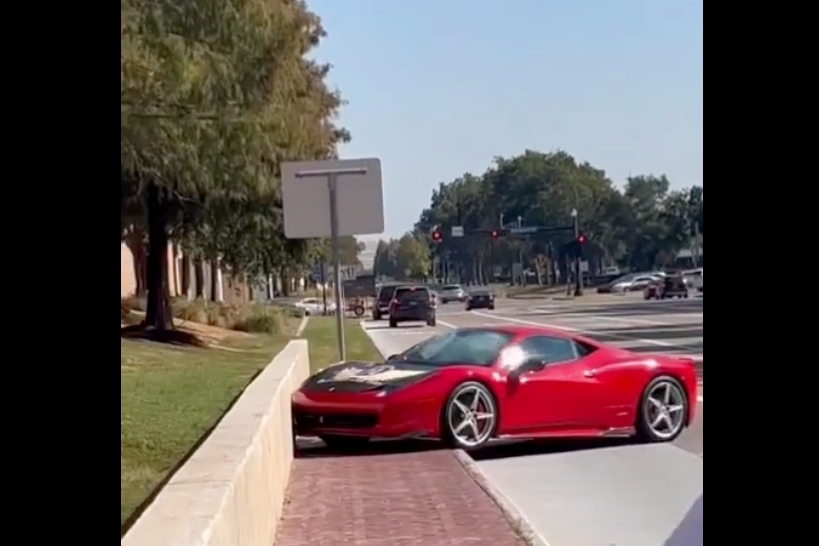 Bizarre Car Accident Sees Red Ferrari 458 Crash In Slow Motion