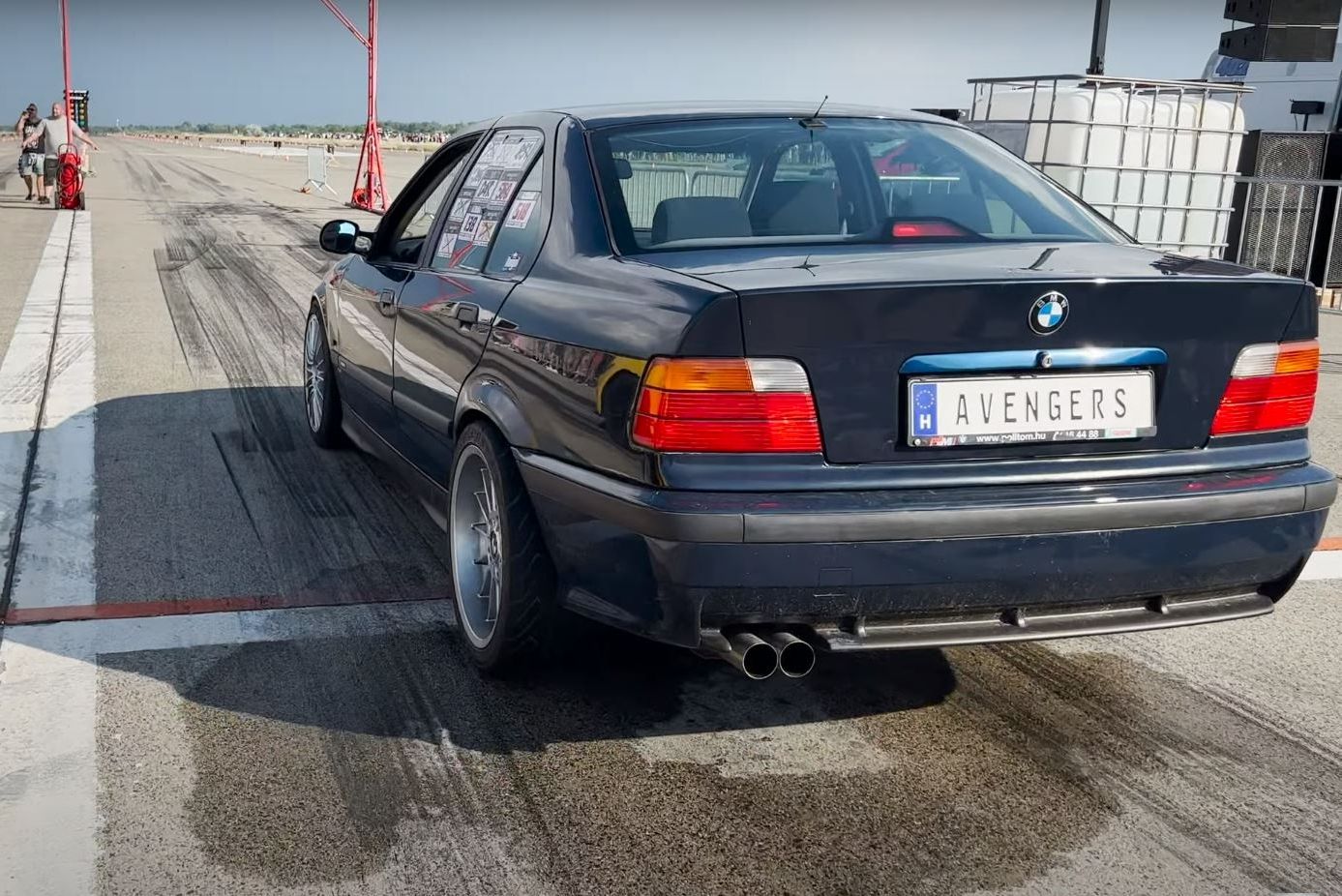 E36 BMW 3 Series V12 Sleeper Takes On Ford Mustang GT At The Drag Strip