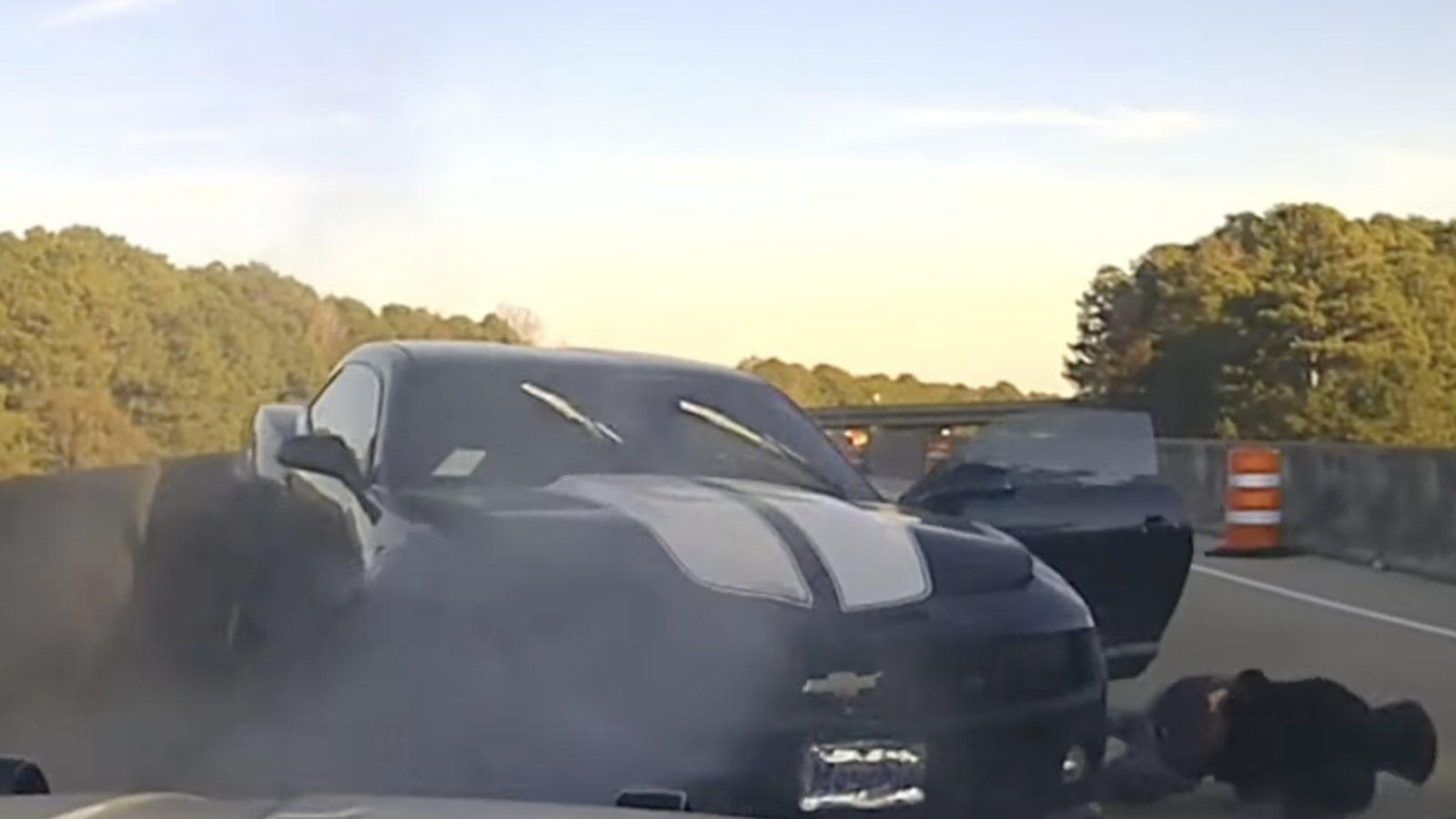 State Trooper Smashes Into Suspect's Chevy Camaro After High-Speed Pursuit