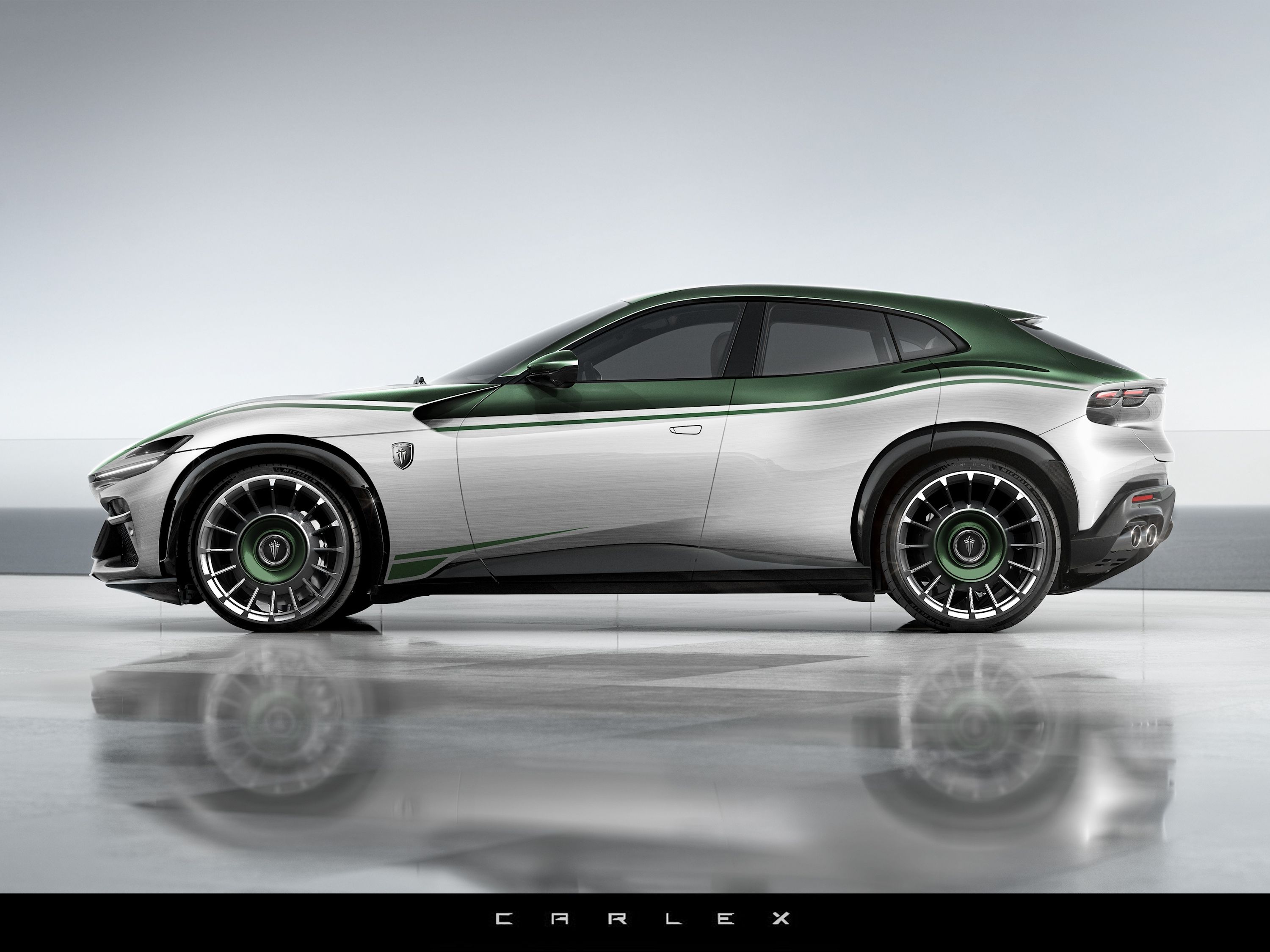 Ferrari Purosangue Gets Stunning Silver And Green Makeover