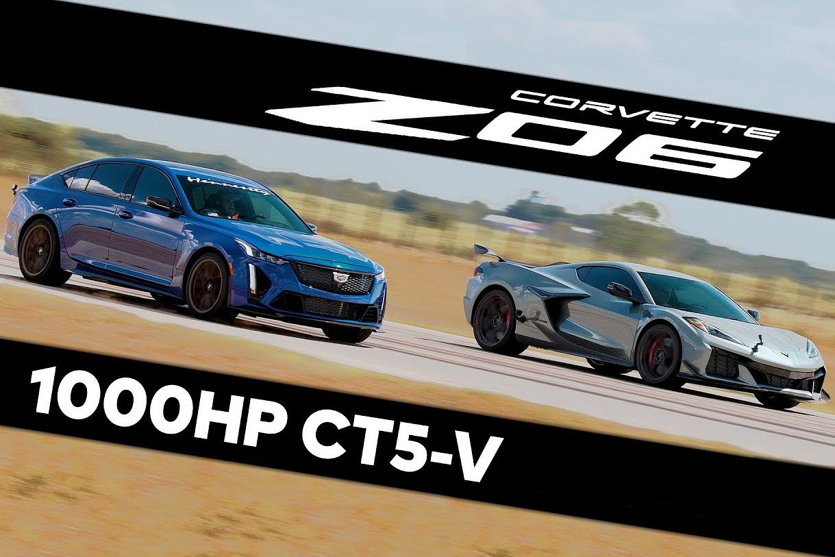 Watch A 1,000-HP CT5-V Blackwing Destroy A Corvette Z06 In A Drag Race