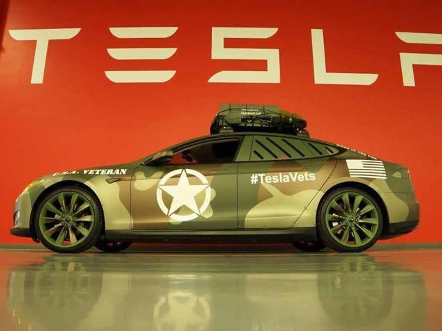 Tesla Teams Up with SS Customs to Wrap a Model S in Army Camo for ...