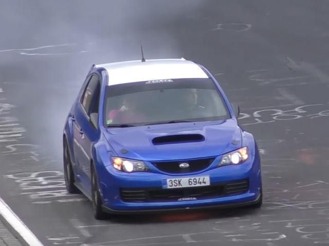 Does This Subaru WRX Driver Realize The Car Is On Fire?