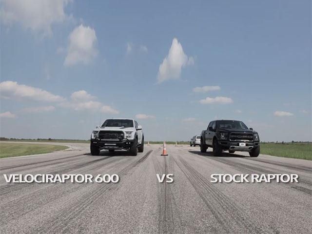 Watch A Hennessey VelociRaptor Destroy The Stock Truck In A Race