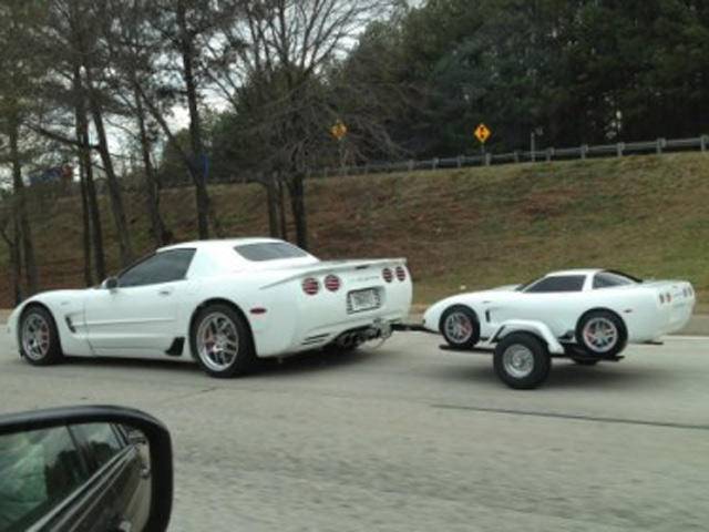 Corvette Tows a Baby Corvette