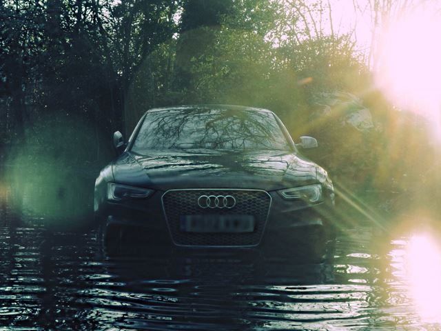 Thugs Trash Audi RS5 Abandoned on Flooded UK Road