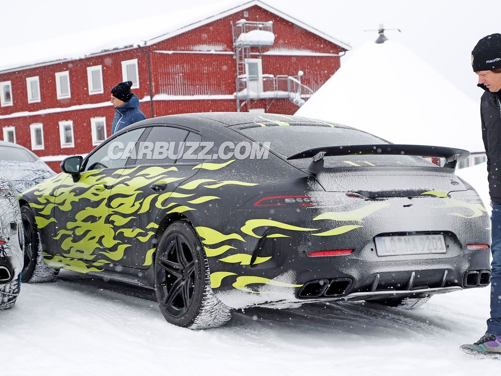 Mercedes-AMG GT Four-Door Spied Wearing Hot Rod-Style Body Wrap