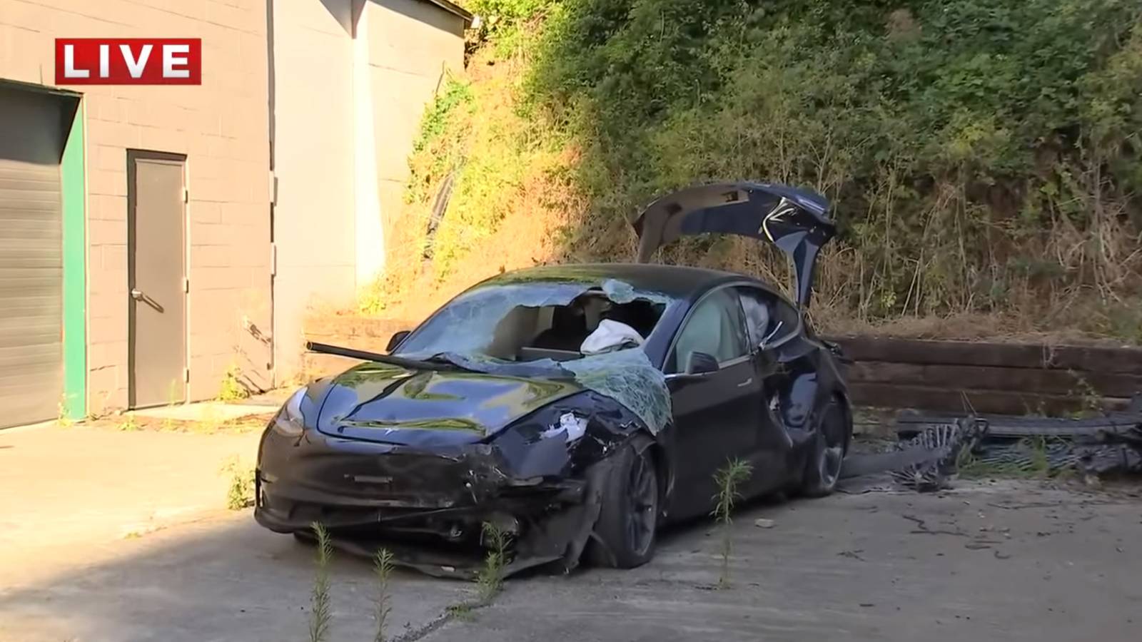Tesla Model 3 Gets Totaled After Falling 40 Feet