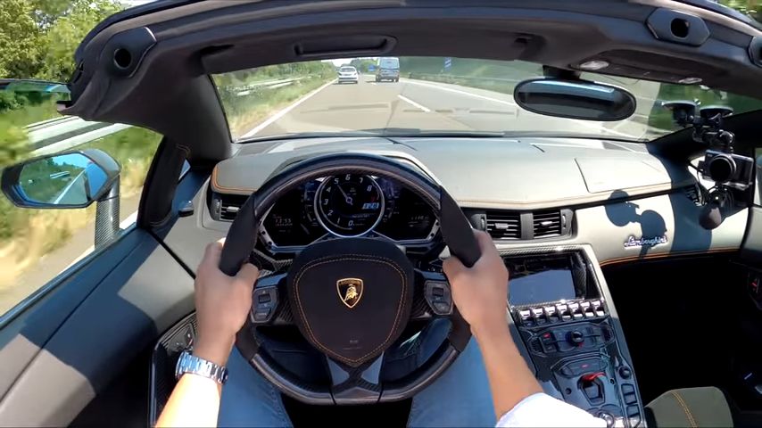 Watch A Lamborghini Aventador Roadster Hit 193 MPH With The Roof Down