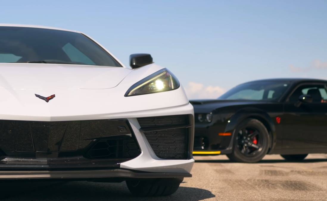 Drag Battle: C8 Corvette Vs. Dodge Demon