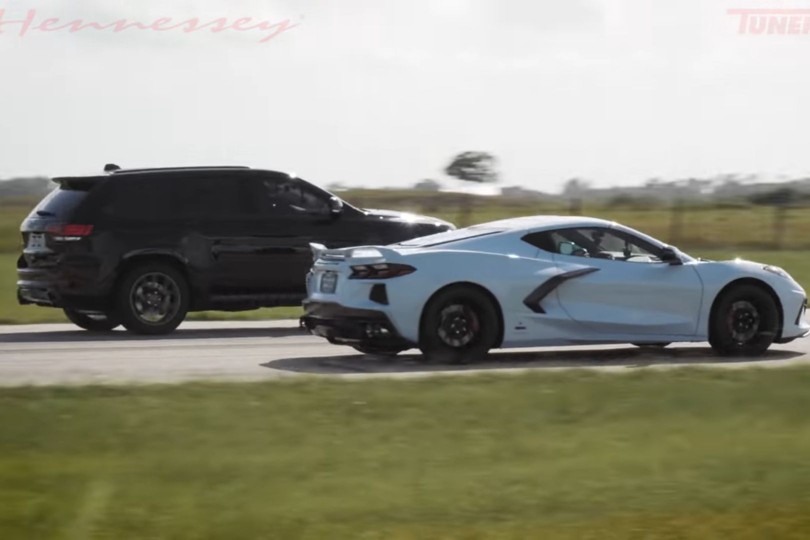Drag Race: Jeep Trackhawk Vs. C8 Corvette Stingray
