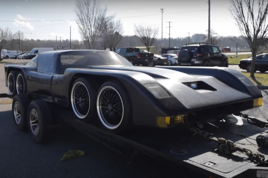 This Insane Car Has Eight Wheels, Gullwing Doors And A Four-Rotor Engine