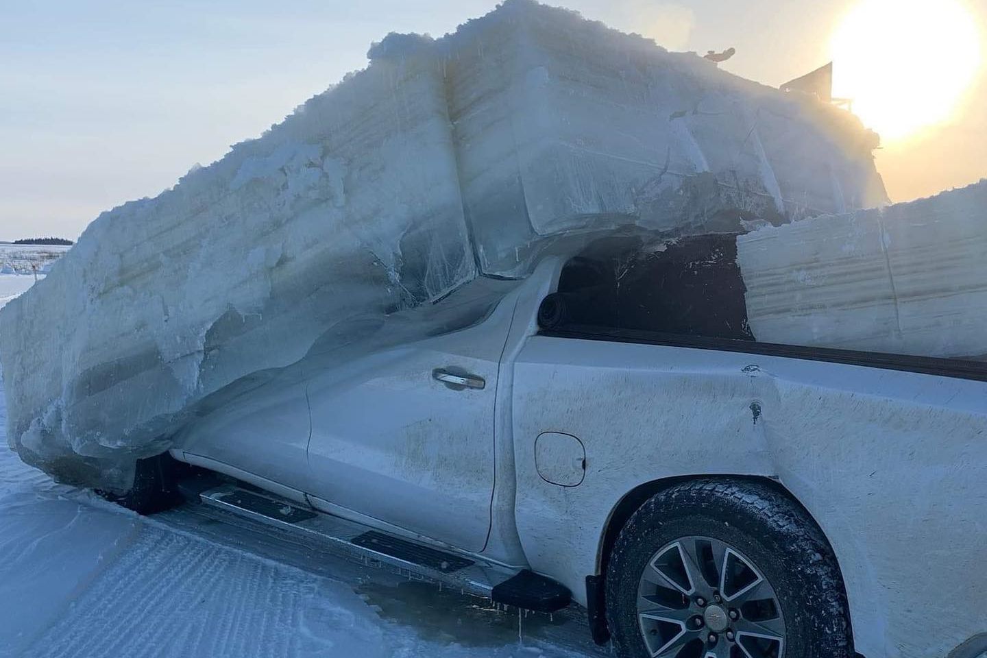 Ice-Covered Chevy Silverado Removed From Frozen River