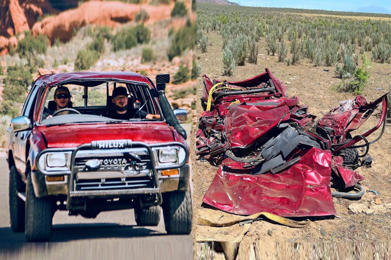 Toyota Hilux Flattened To Death After Falling From 10,000 Feet
