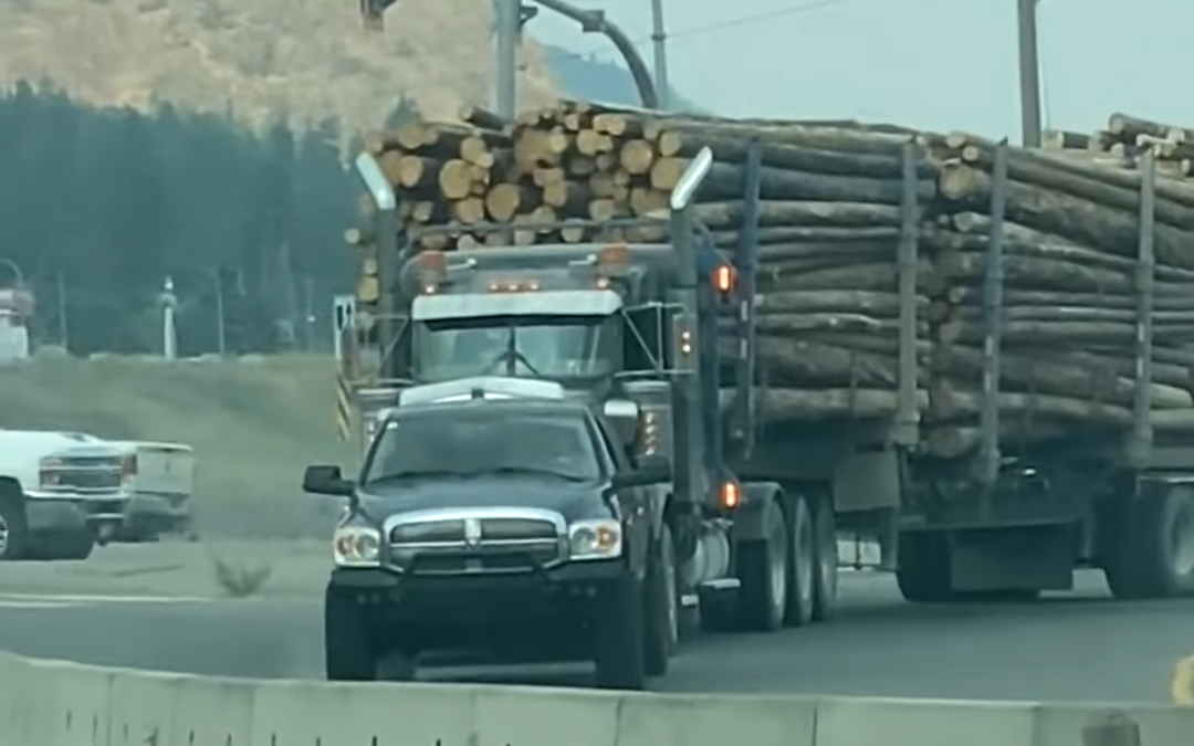 Watch A Dodge Ram Tow A 140,000-Pound Logging Truck